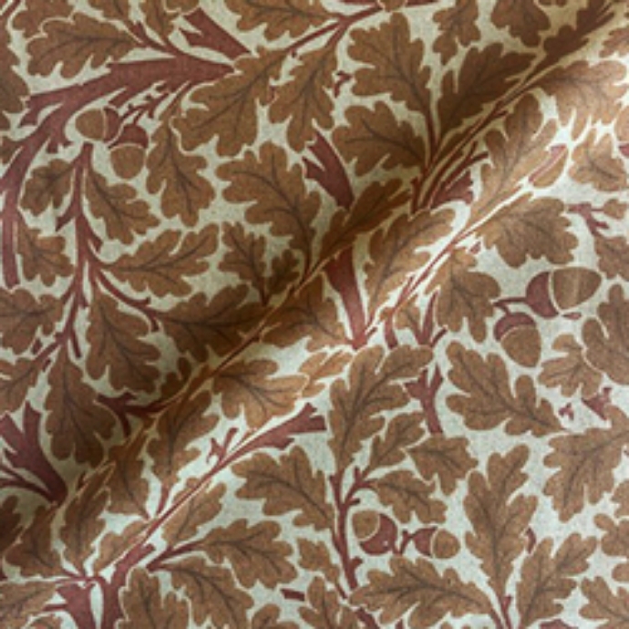 V&A Drawn From Nature - Oak Tree | Terracotta | Fabric | 100% Linen | S ...