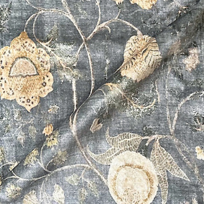 V&A Threads of India Opulent Velvets - Tree of Life | Slate | Fabric ...