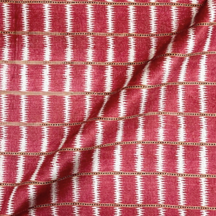 V&A Threads of India Opulent Velvets - Ikat Mirage | Rouge | Fabric | 100% Polyester | S&S ...