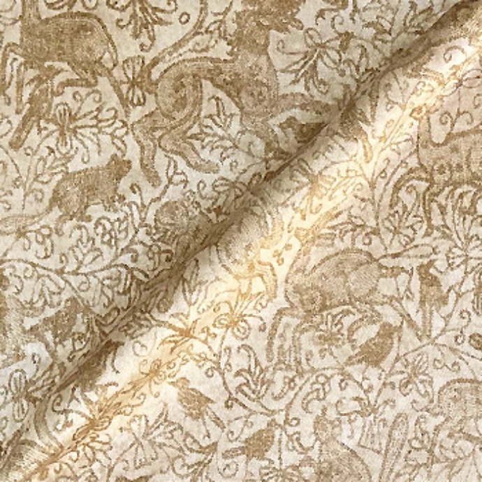 V&A Threads of India Opulent Velvets - Forest Creatures | Gold | Fabric ...