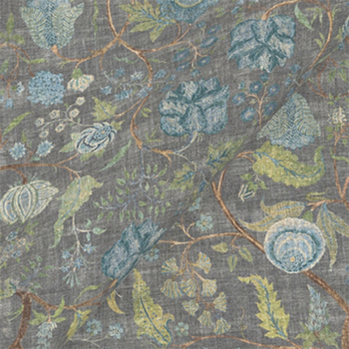 V&A Threads of India on Linen - Tree of Life | Slate | Viscose Linen ...