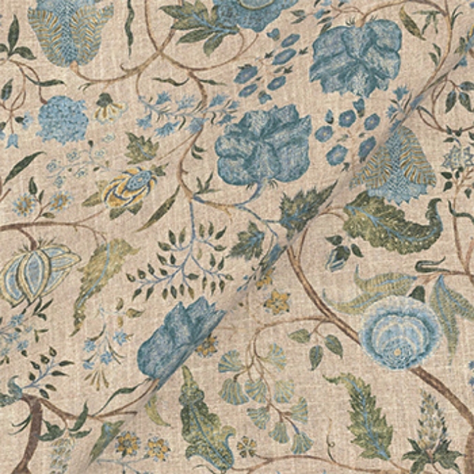 V&A Threads of India on Linen - Tree of Life | Chalk | Viscose Linen ...